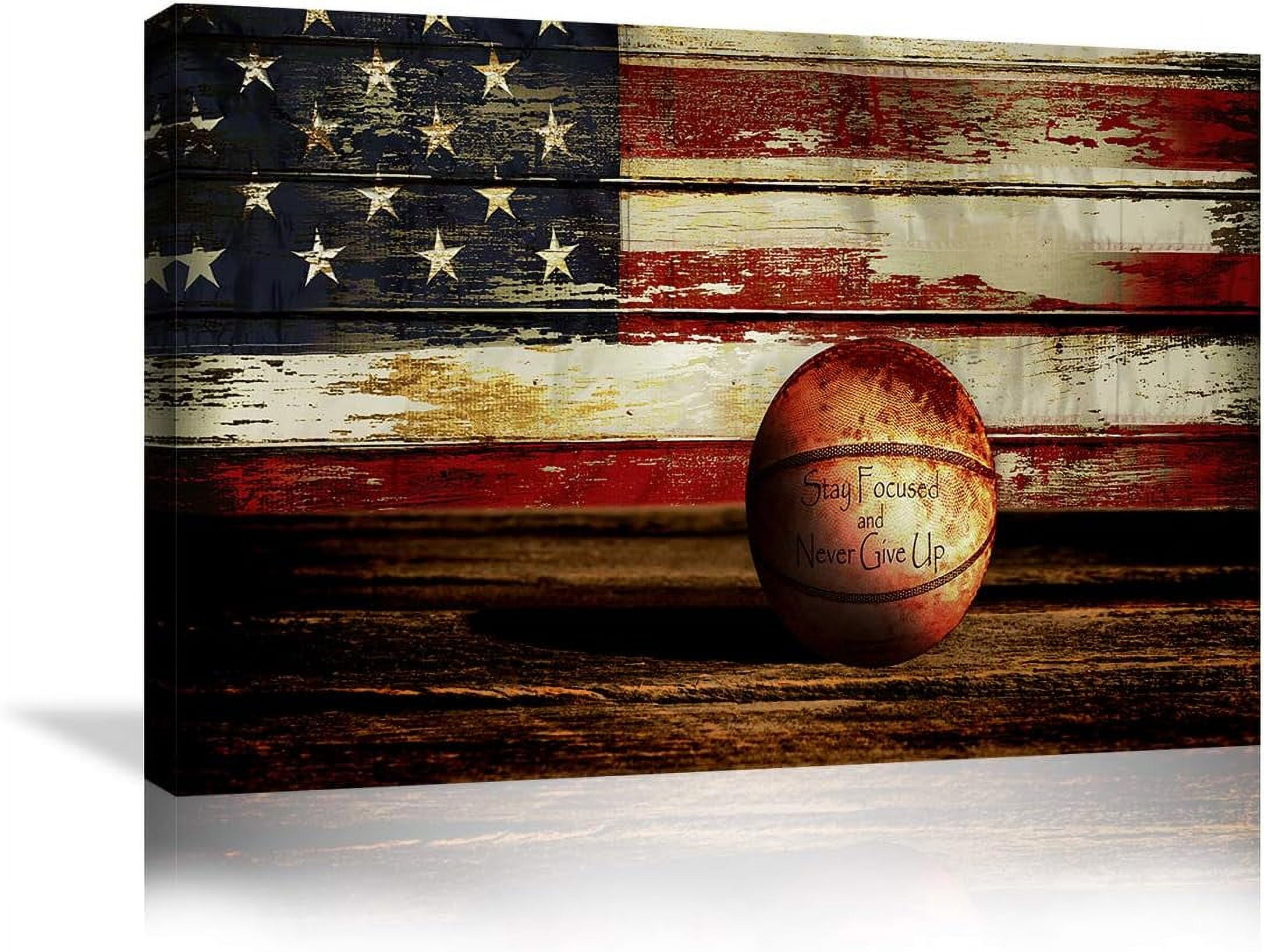 Asdg76s-Large Poster Retro American Flag Bald Eagle US Military Wall ...