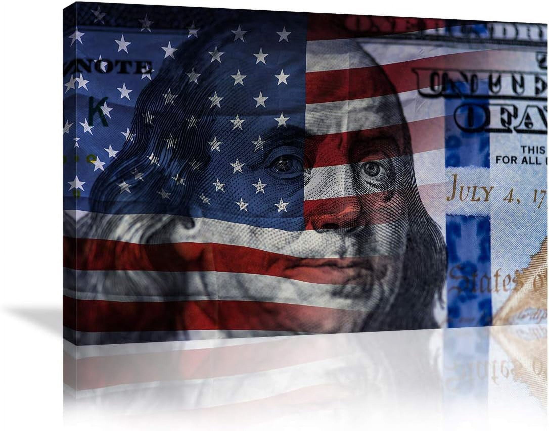 Asdg76s-Large Poster Retro American Flag Bald Eagle US Military Wall ...