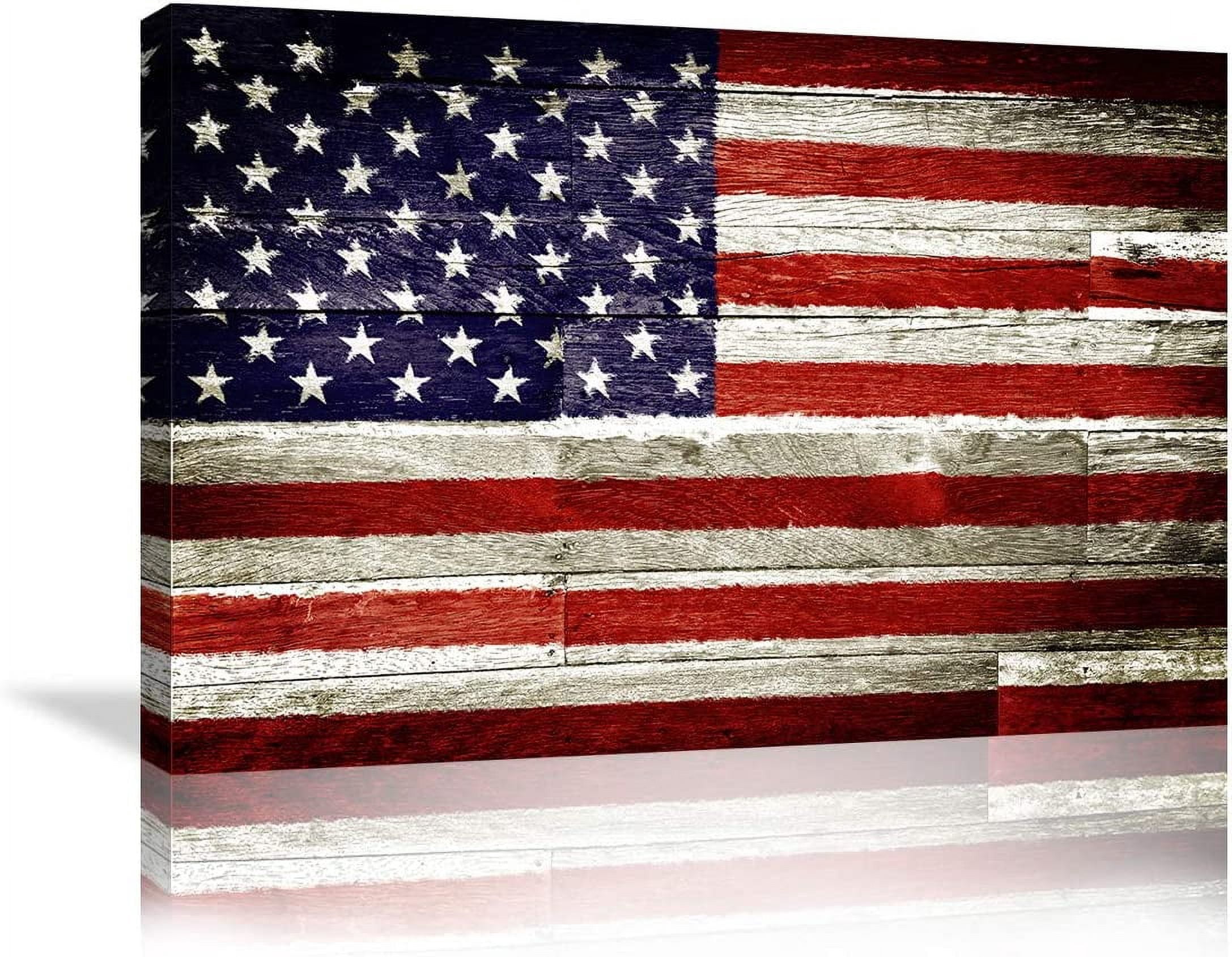 Asdg76s-Large Poster Retro American Flag Bald Eagle US Military Wall ...