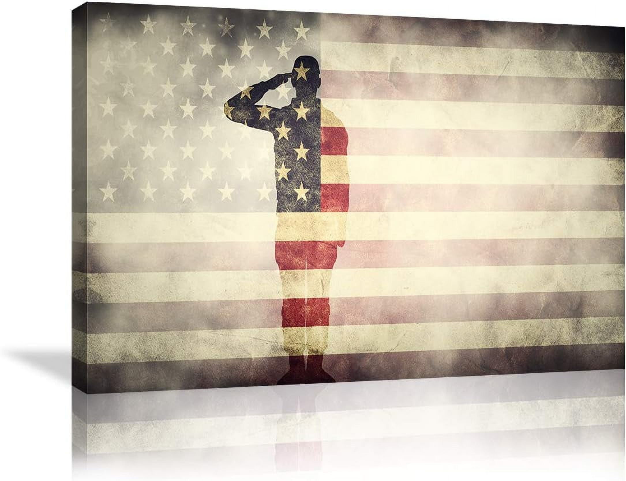 Asdg76s-Large Poster Retro American Flag Bald Eagle US Military Wall ...