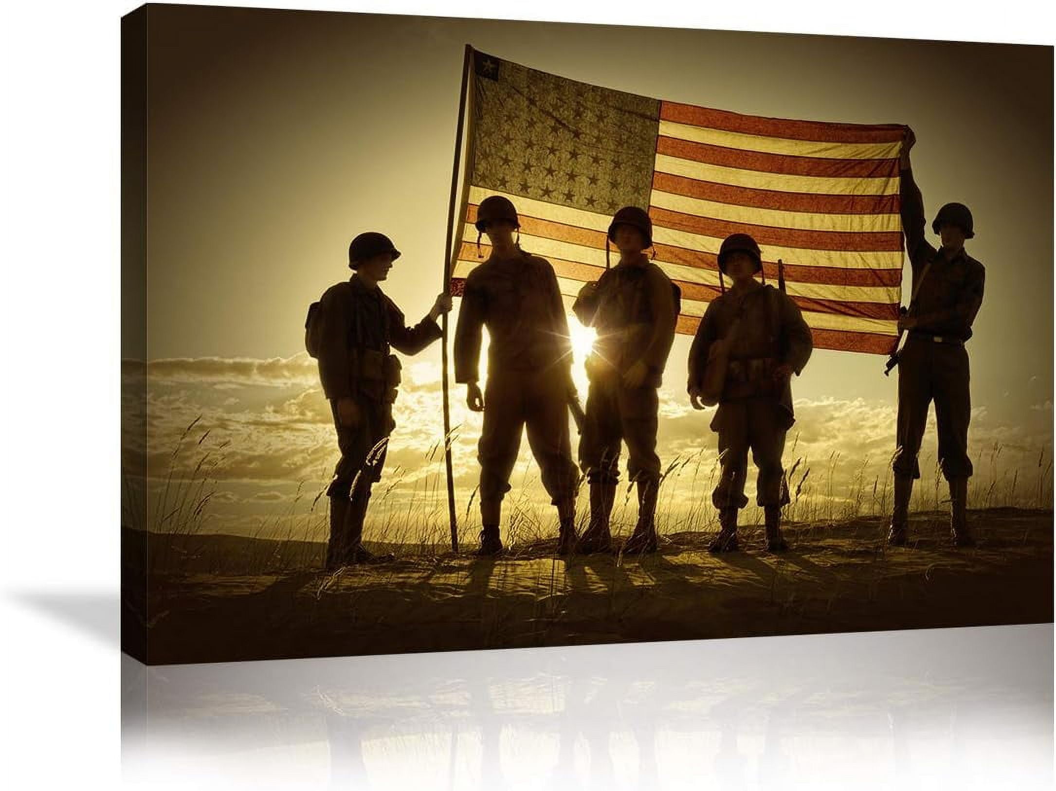 Asdg76s-Large Poster Retro American Flag Bald Eagle US Military Wall ...