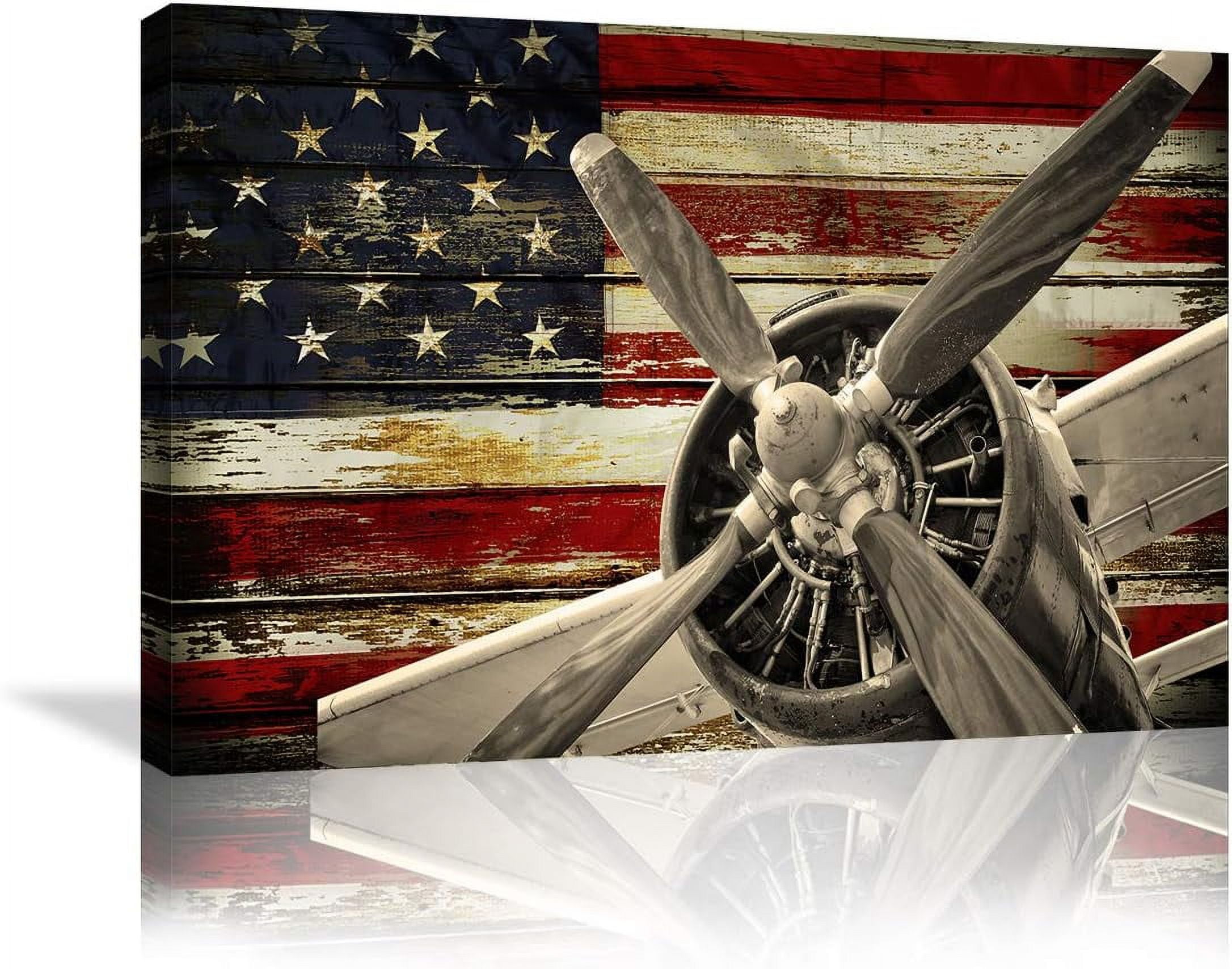 Asdg76s-Large Poster Retro American Flag Bald Eagle US Military Wall ...