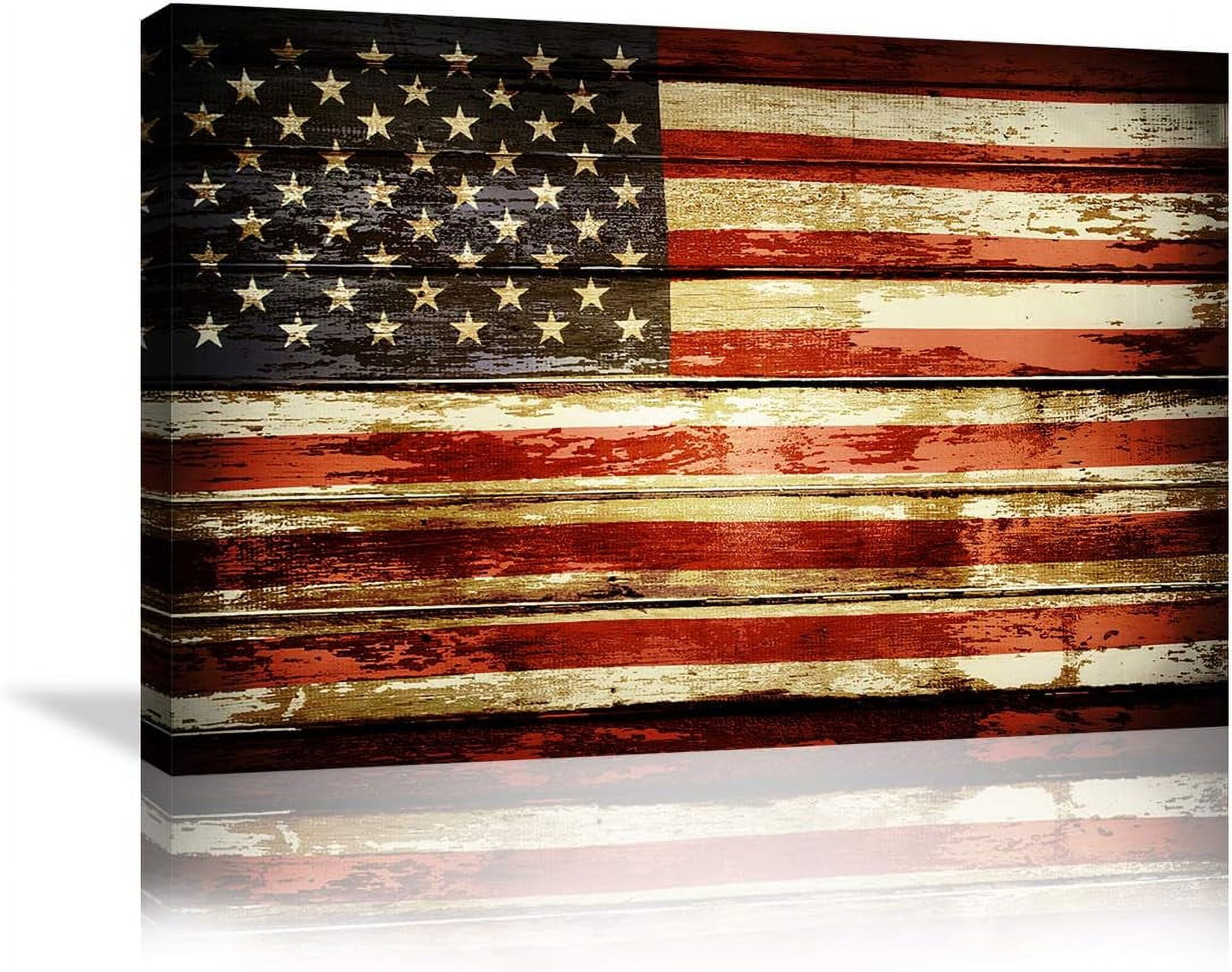 Asdg76s-Large Poster Retro American Flag Bald Eagle US Military Wall ...