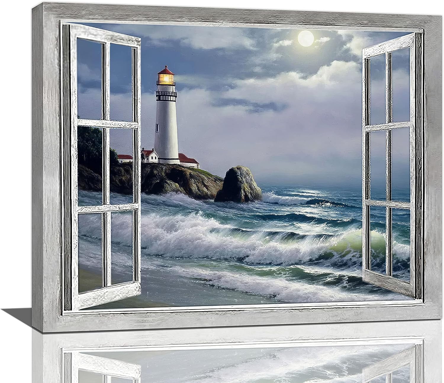 Asdg76s-Lighthouse Nautical Wall Art Coastal Beach Pictures Wall Decor ...
