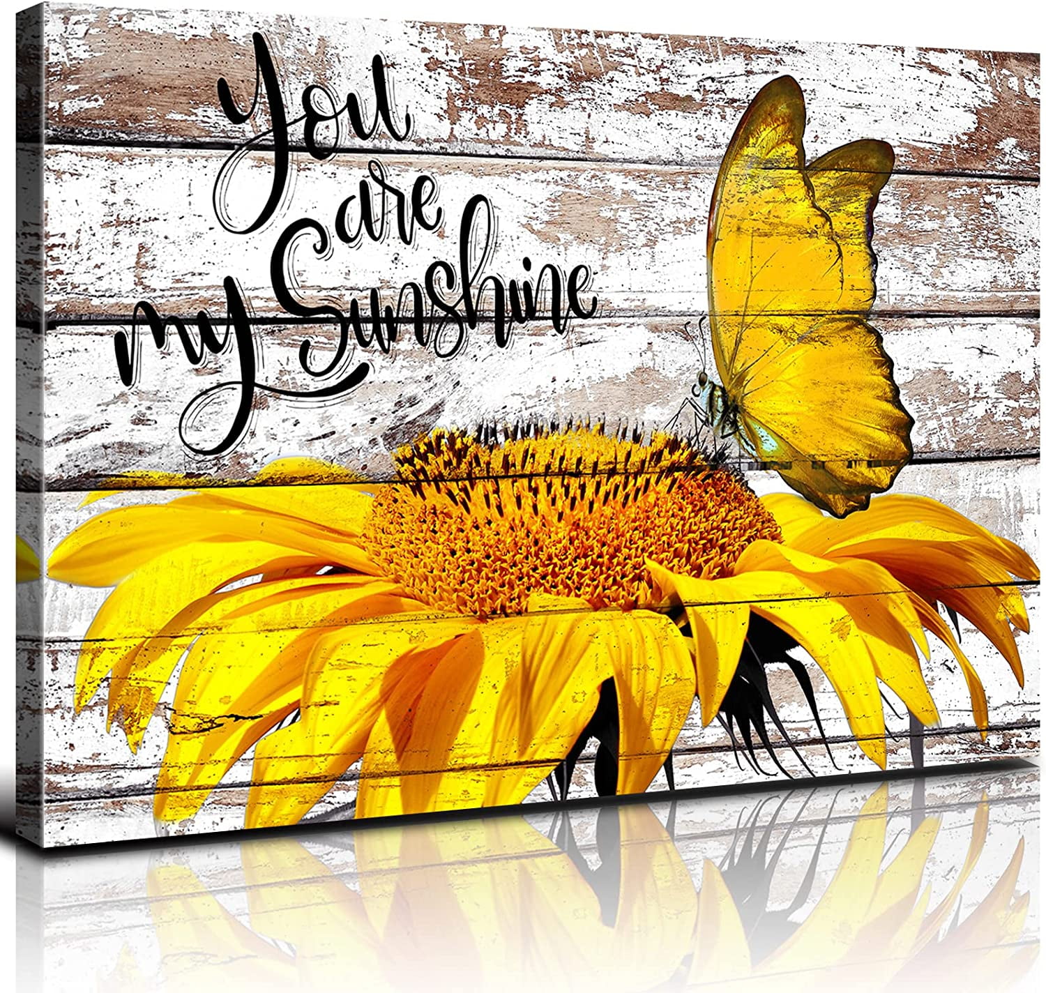 Asdg76s-Rustic Sunflower Wall Art Butterfly Pictures Sunflower Kitchen ...