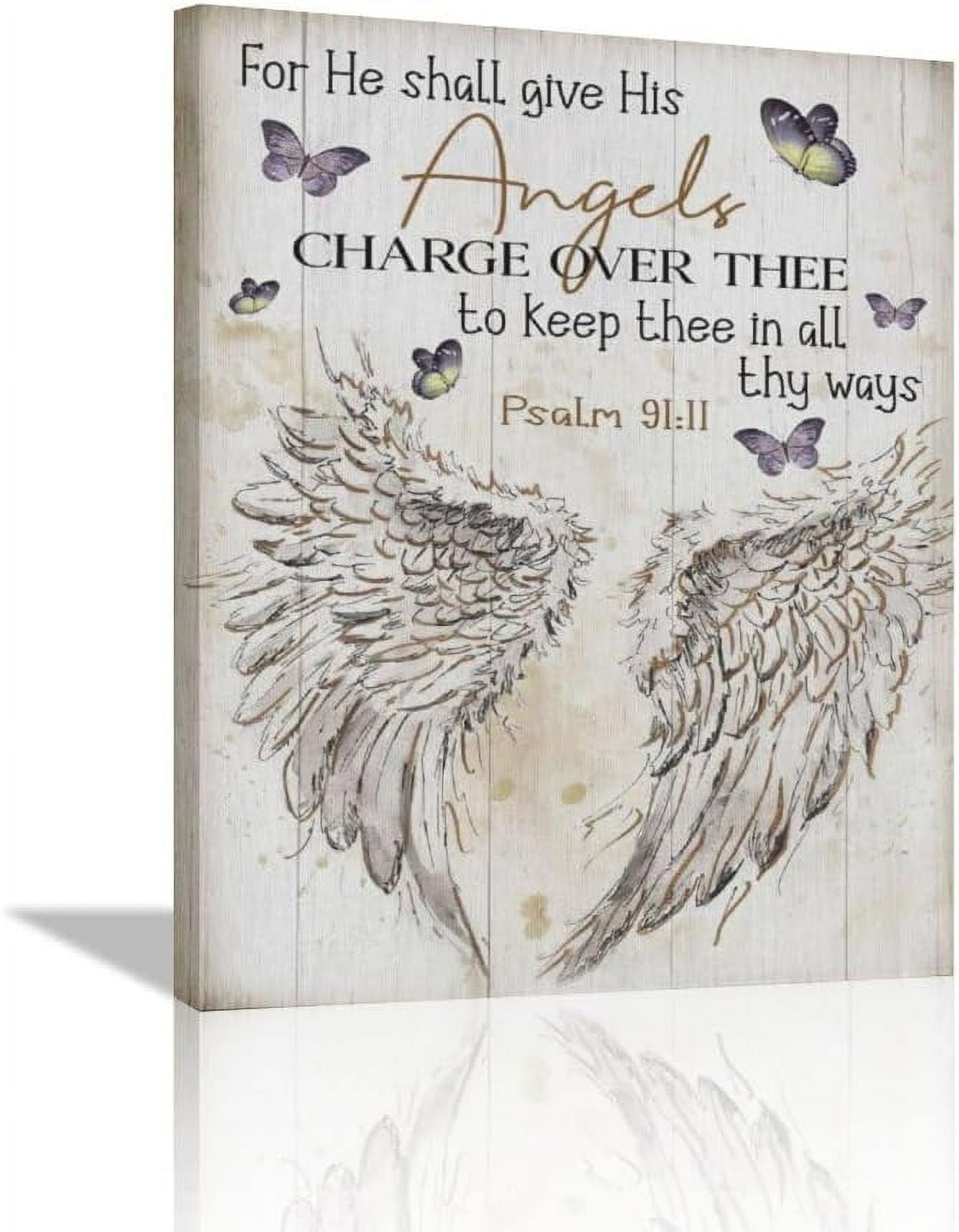Asdg76s-Scripture Psalm 91 Wall Art Christian Angel Wings Pictures Wall ...