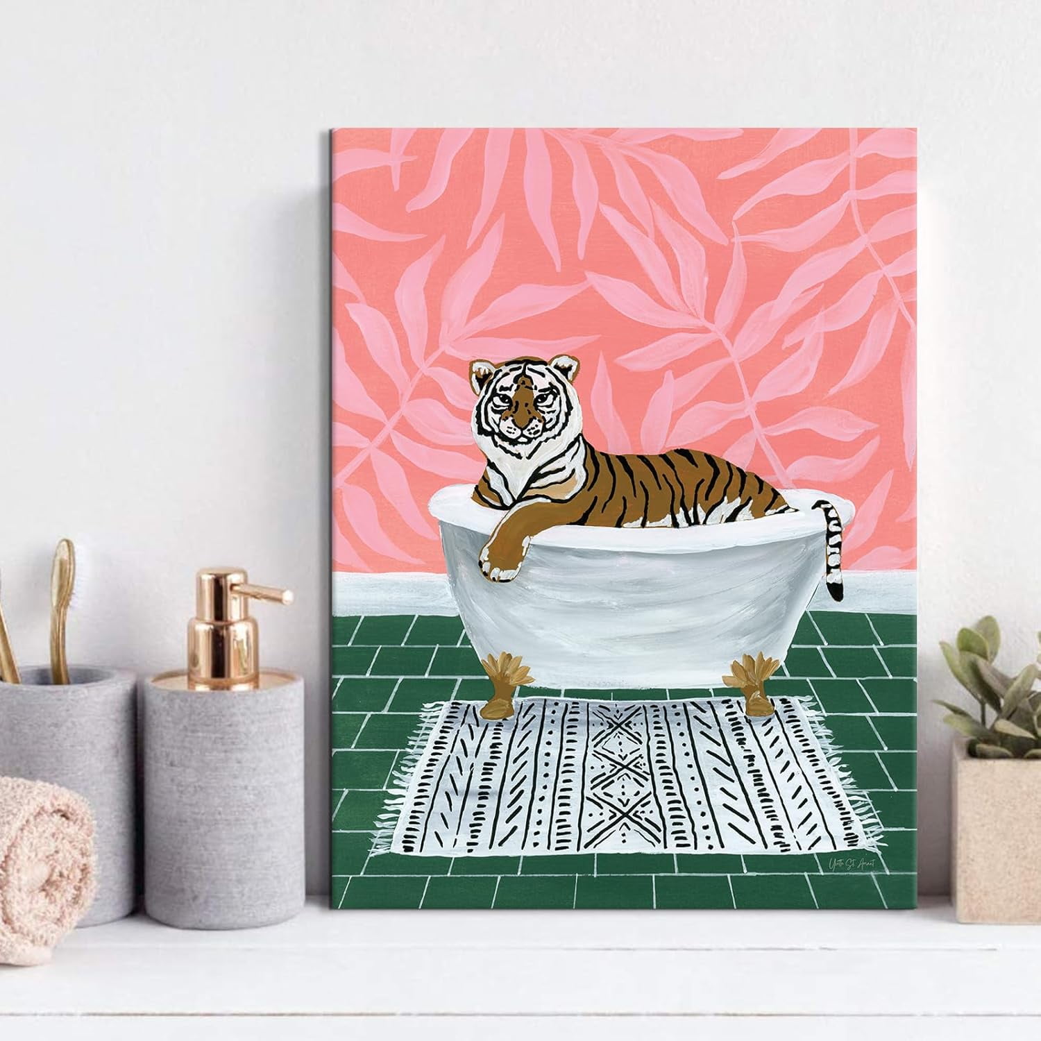 Asdg76s-Tiger Canvas Wall Art Black and White Wildlife Pictures Blue ...