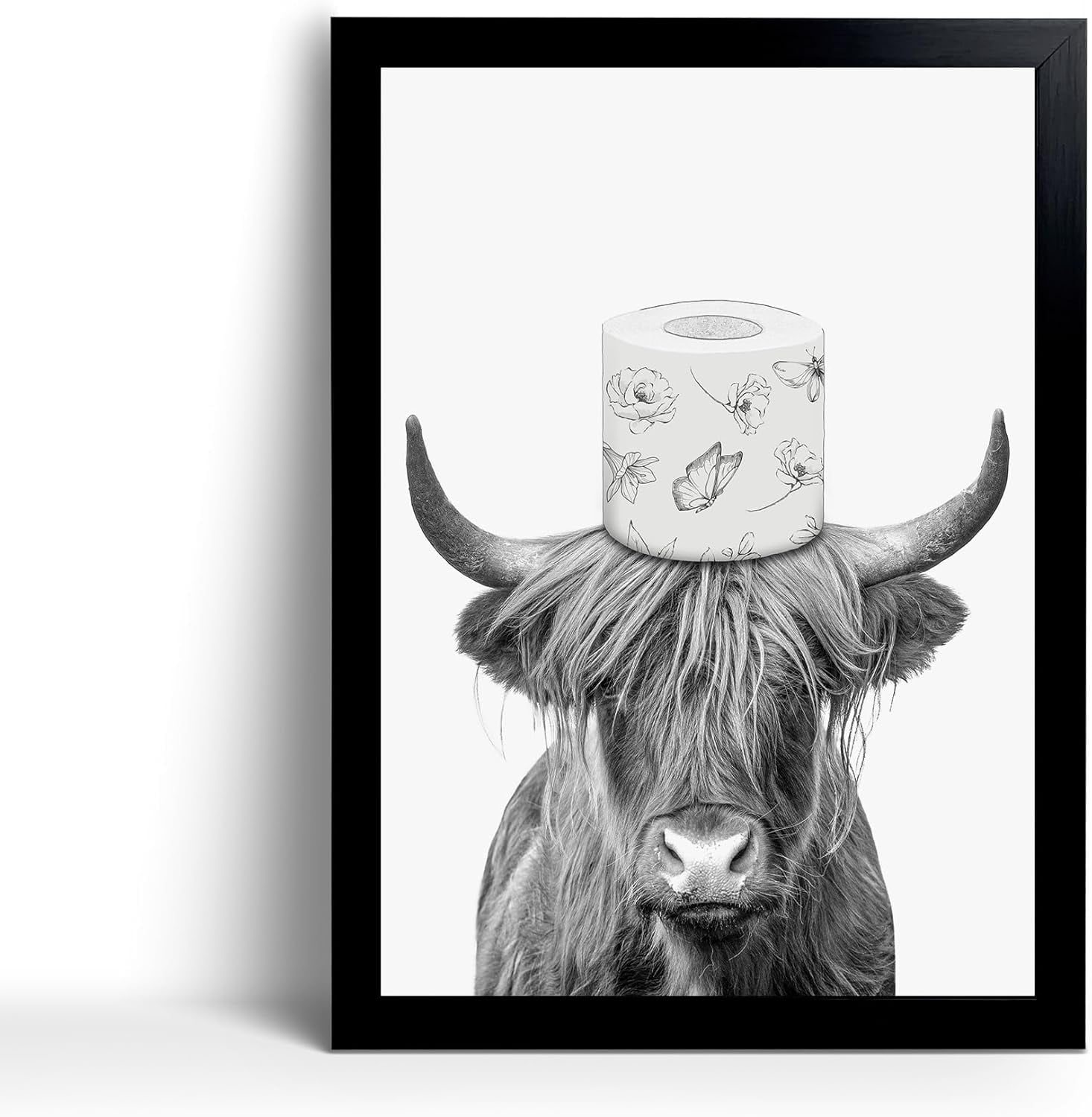 Asdg76s-Toilet Paper On Head,Black Framed Funny Animal Prints, Vintage ...