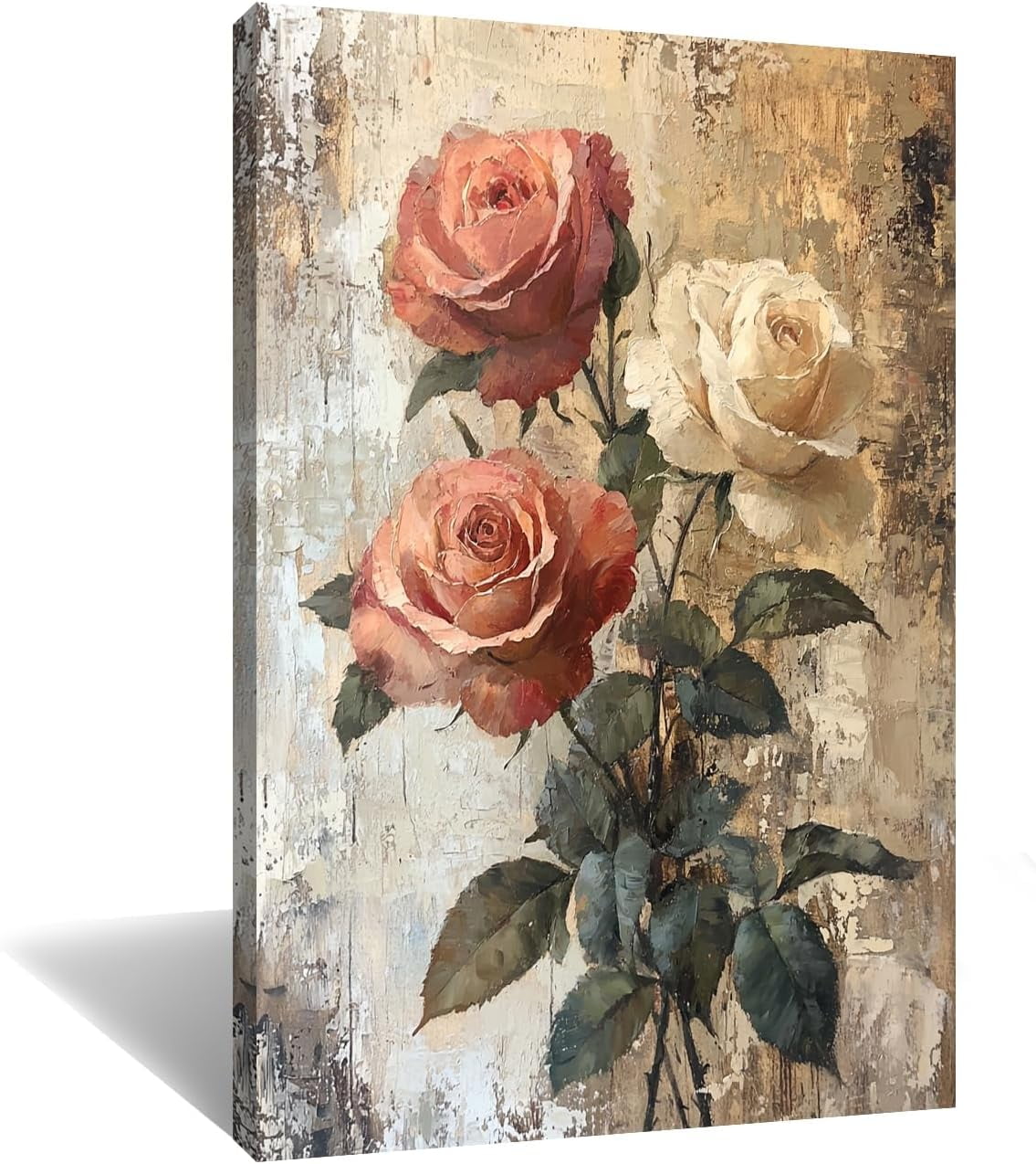 Asdg76s-Vintage Flower Canvas Wall Art Home Decor Roses Poster Print ...