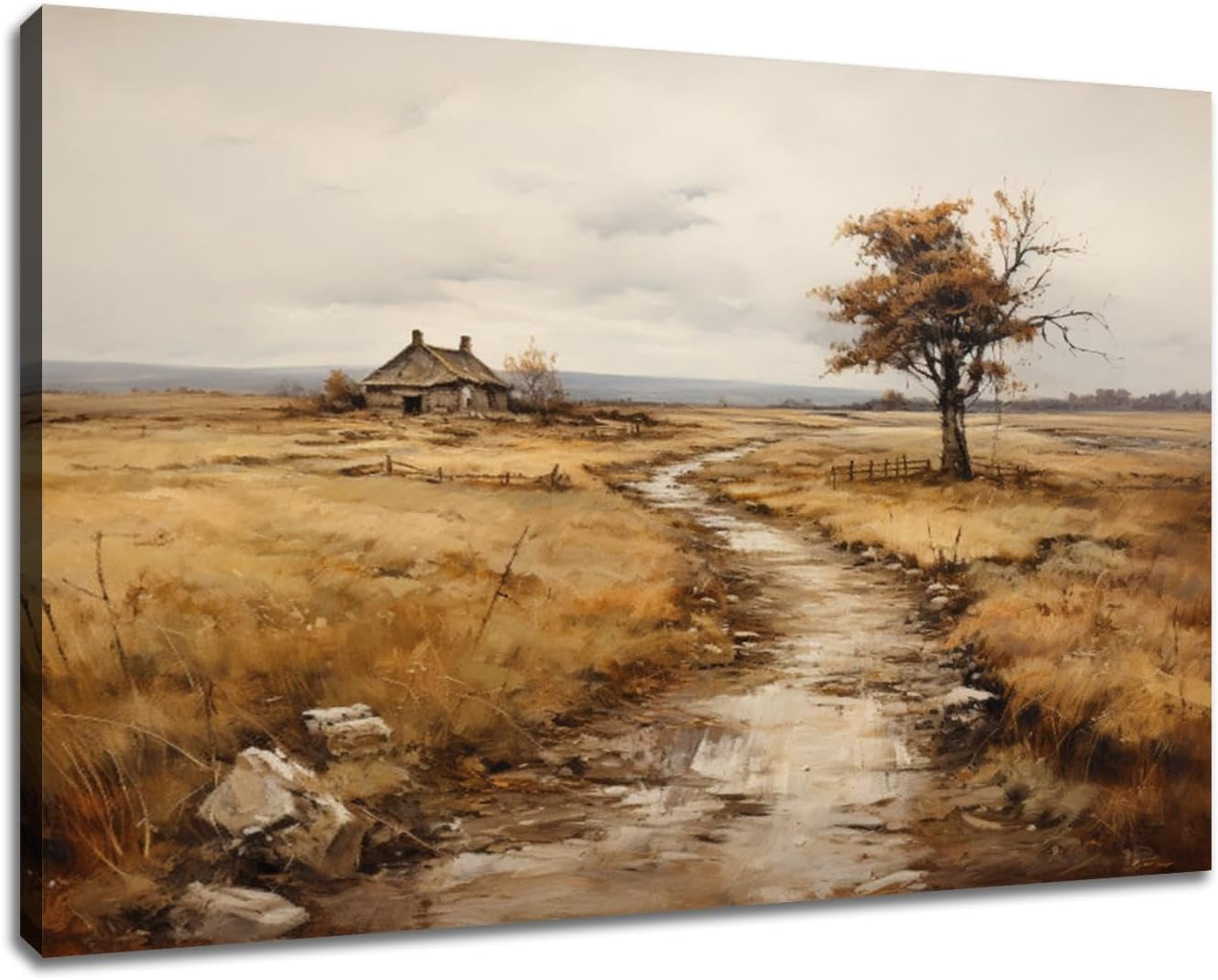 Asdg76s-Vintage Landscape Canvas Wall Art Decor Retro Countryside ...