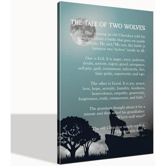 Asdg76s-Wolf Poster, The Tale of Two Wolves, Canvas Wall Art ...