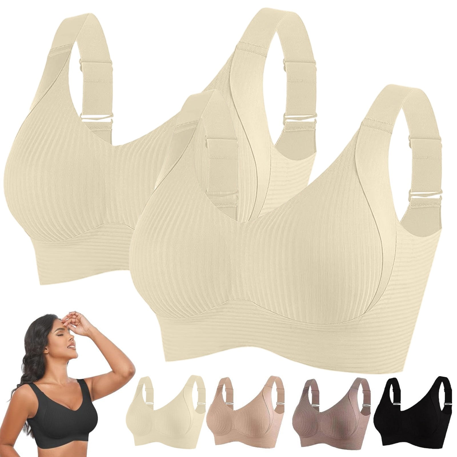 Asdl59l Sports Bras for Women Wireless Bras for Women Wide Strap Bras ...