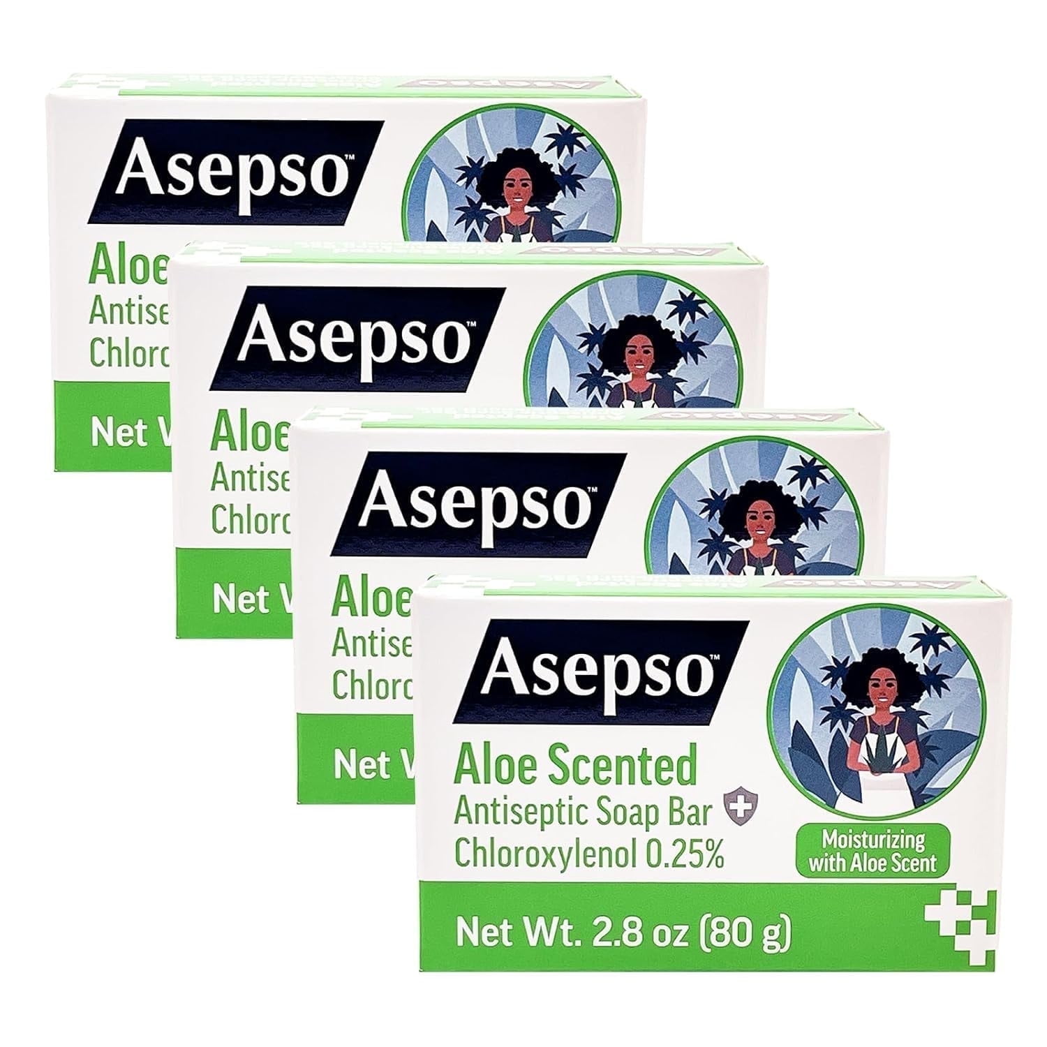 Asepso Antibacterial Soap Bar, Aloe Moisturizing Formula, Deodorizing ...