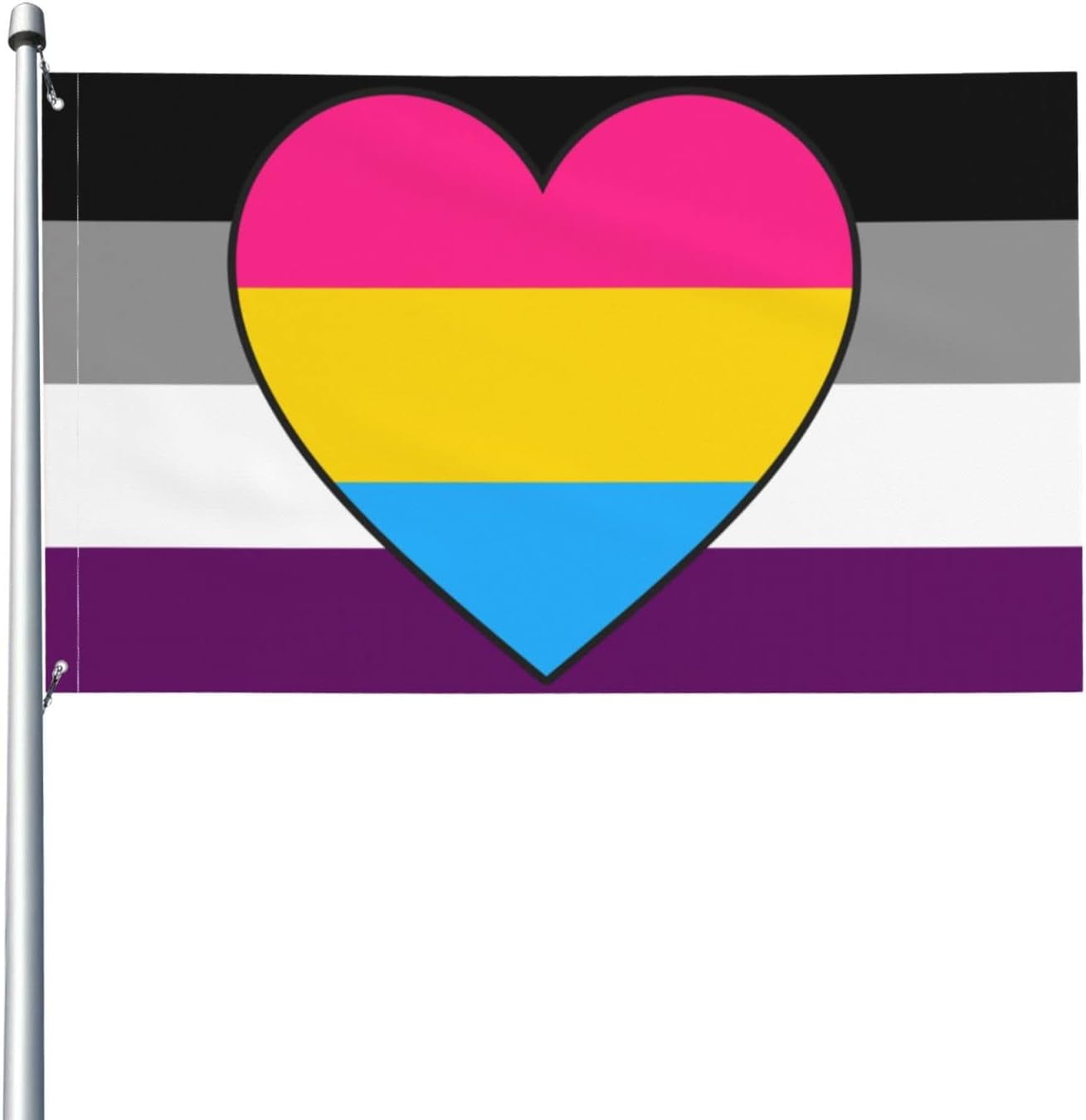 Asexual Ace Panromantic Pan Heart Pride Flag, 3Ply Polyester Heavy Duty ...