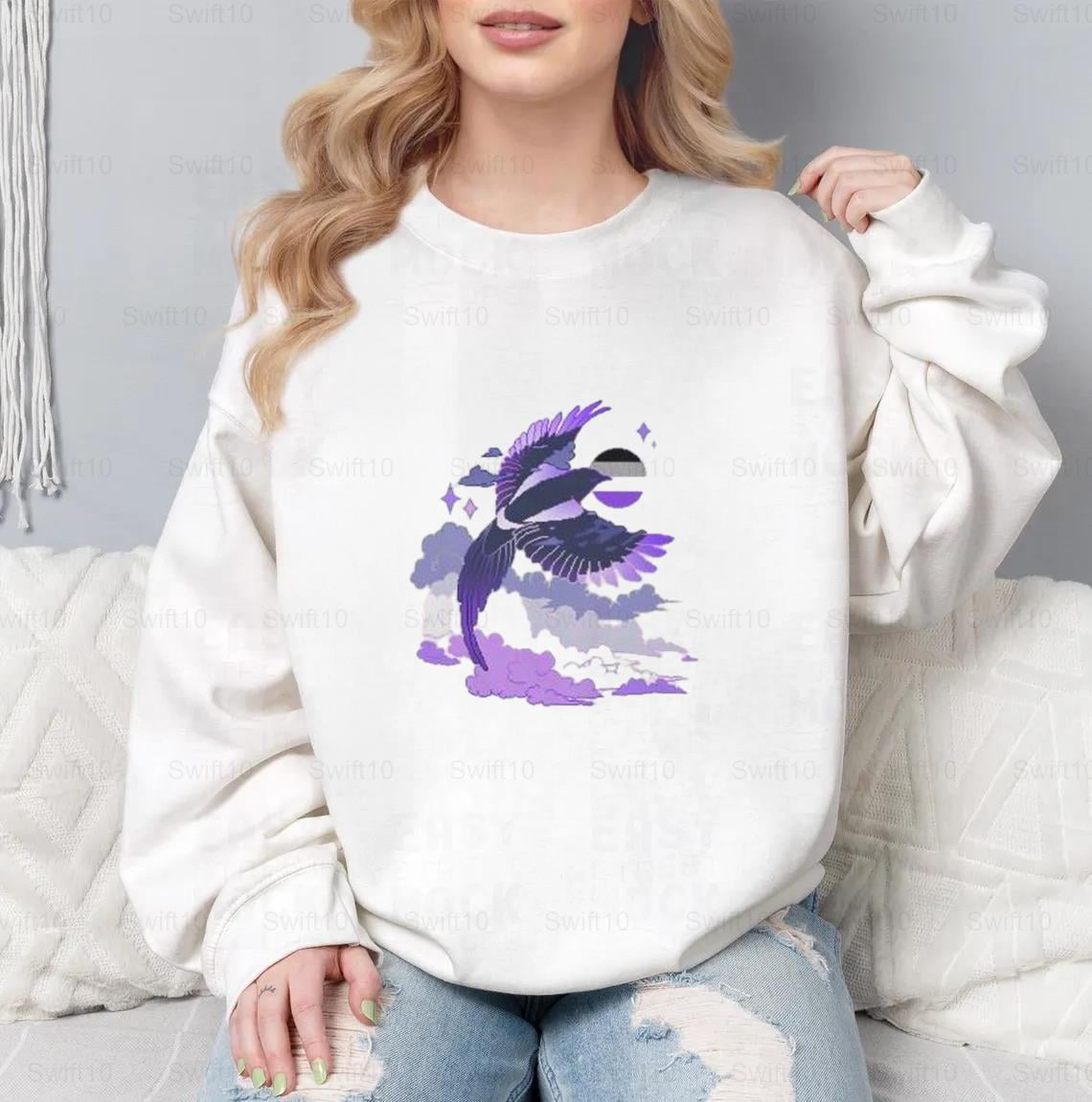 Asexual Flag Magpie in Cute Pixel Art T-shirt, Sweatshirt, Hoodie, for ...
