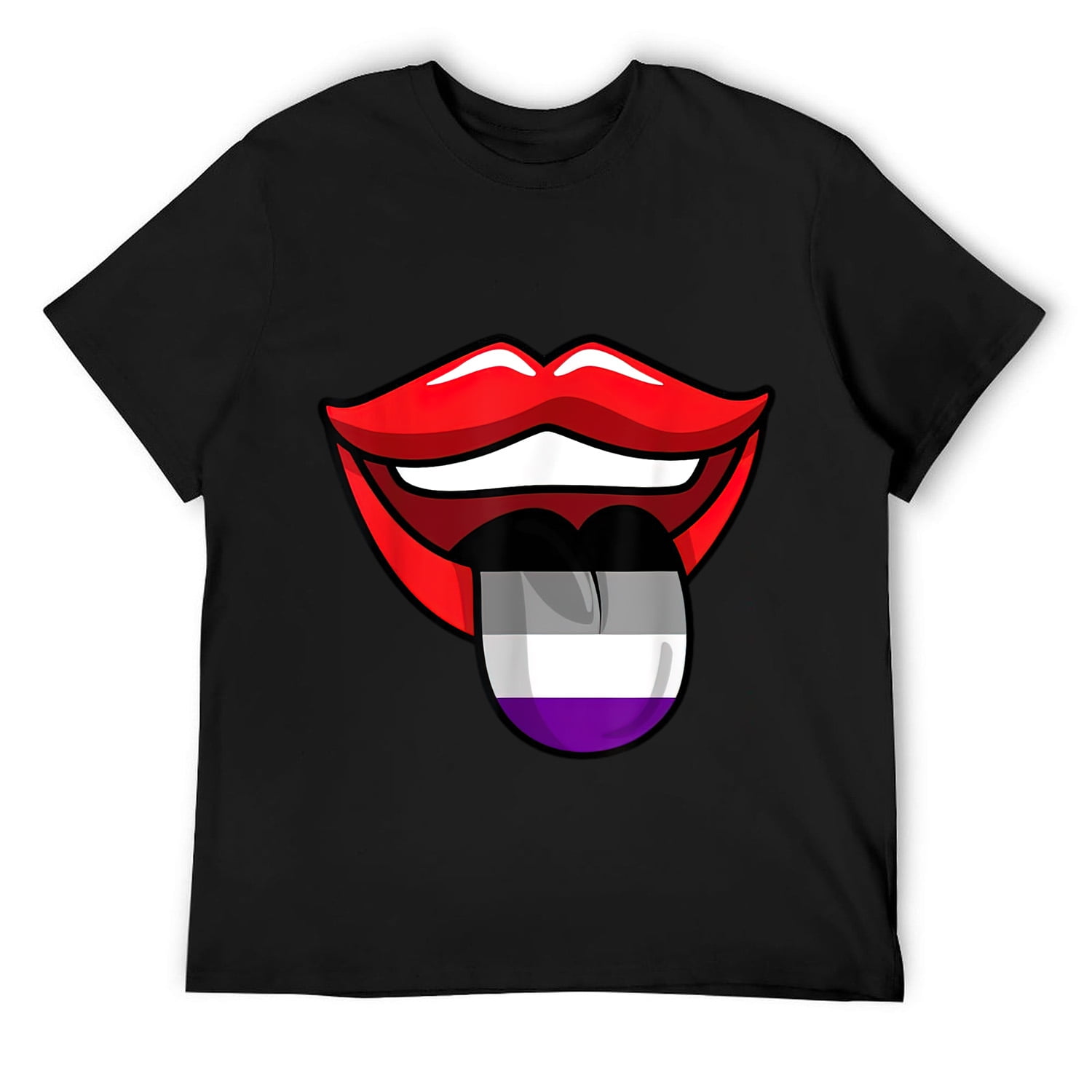 Asexual Lip Tongue LGBT-Q Cool Ace Pride Flag Color Ally T-Shirt ...