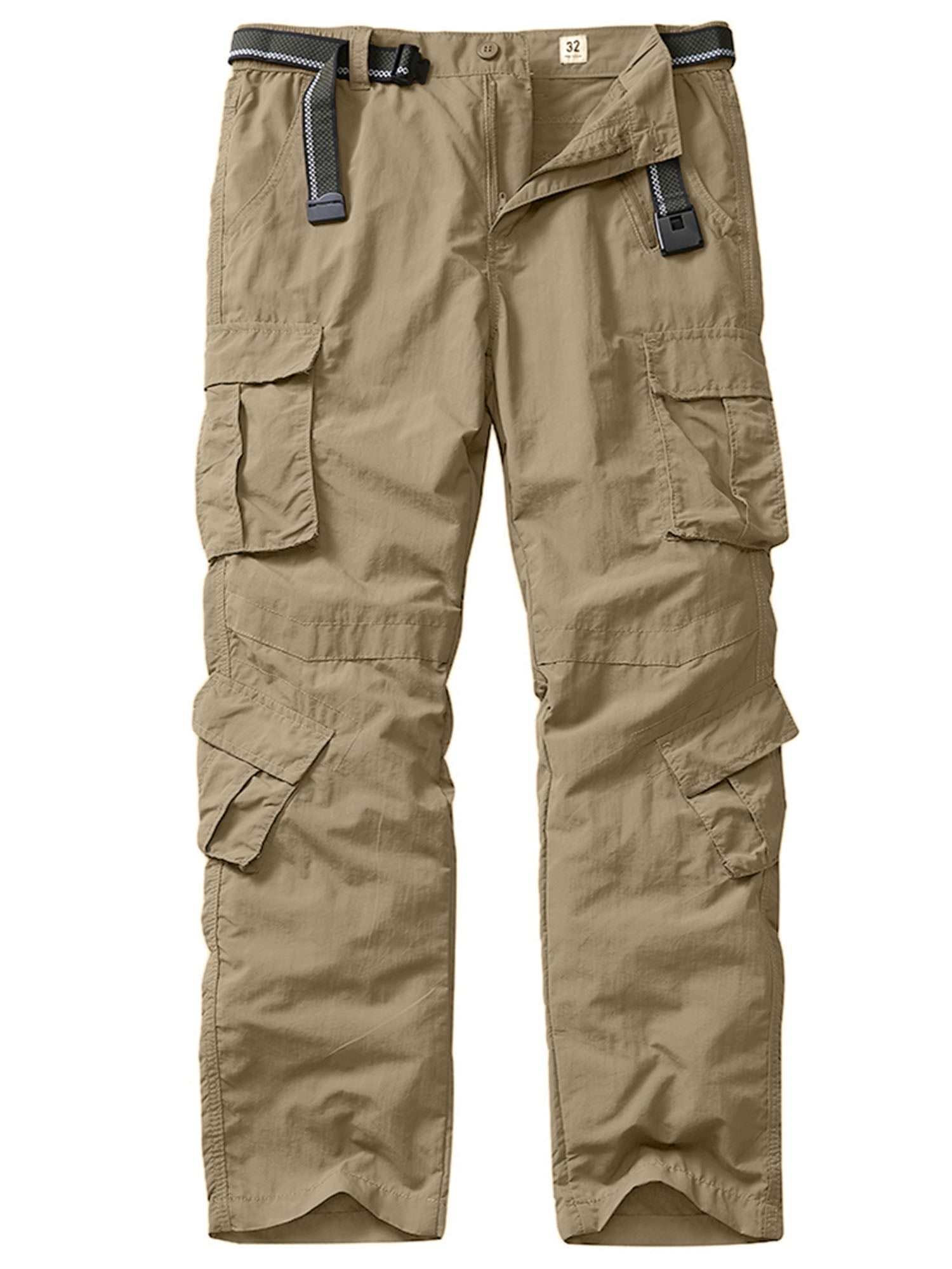 Asfixiado Mens Khaki Work Pants Quick-Dry Trousers Safari Fishing ...