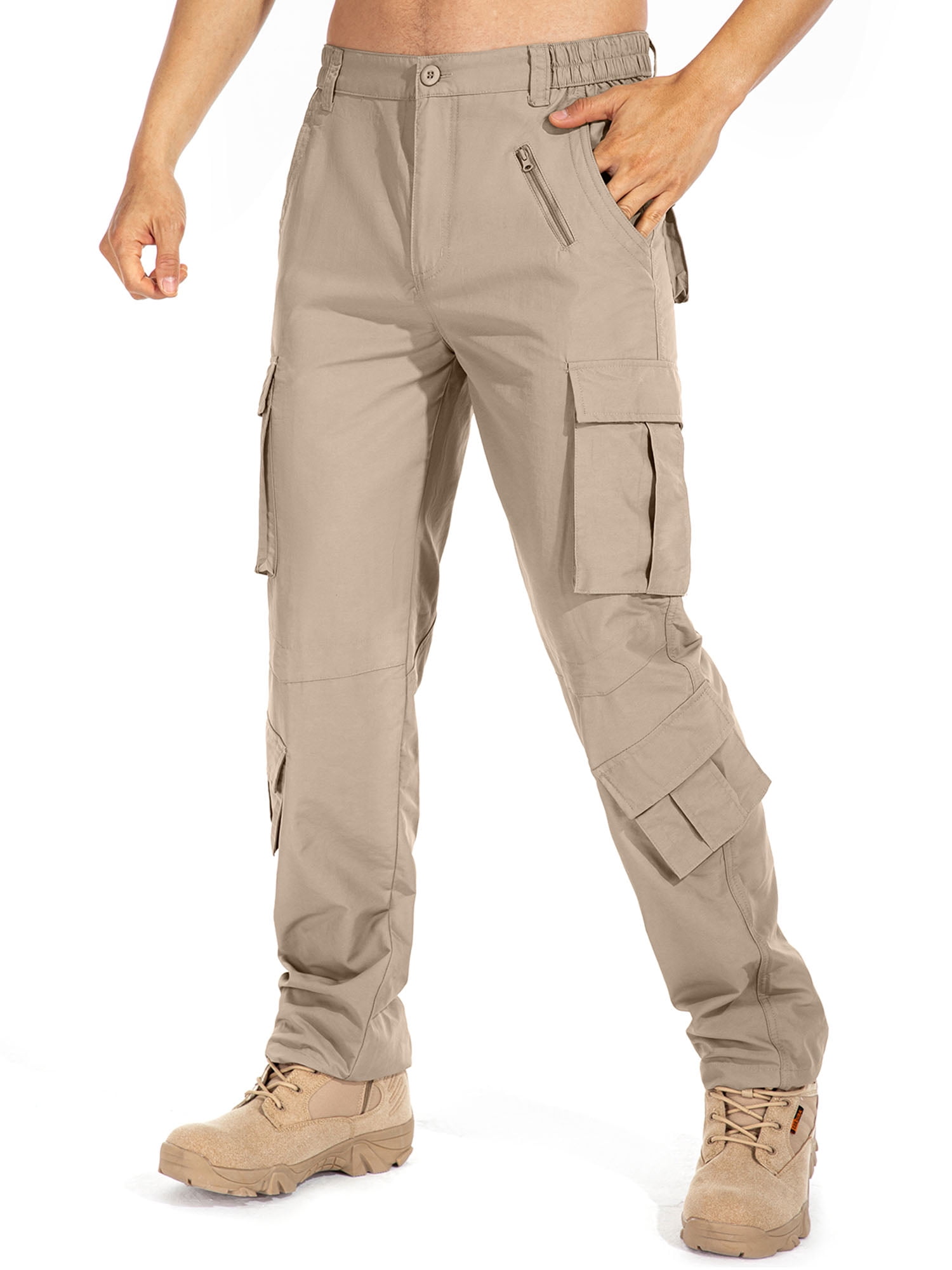 Asfixiado Mens Khaki Work Pants Quick-Dry Trousers Camping Safari ...