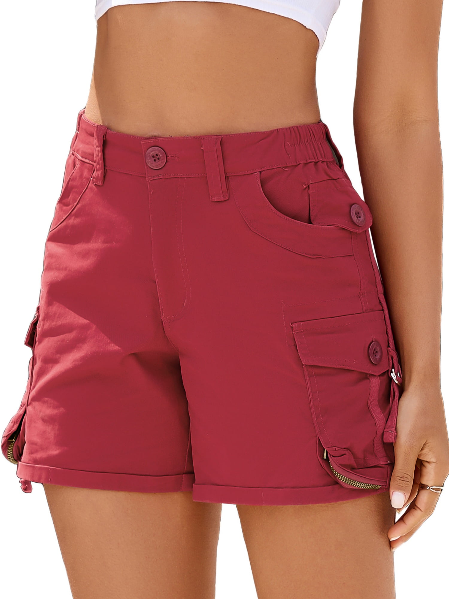 Asfixiado Women Cargo Shorts with Multi-Pockets Bermuda Summer Casual ...