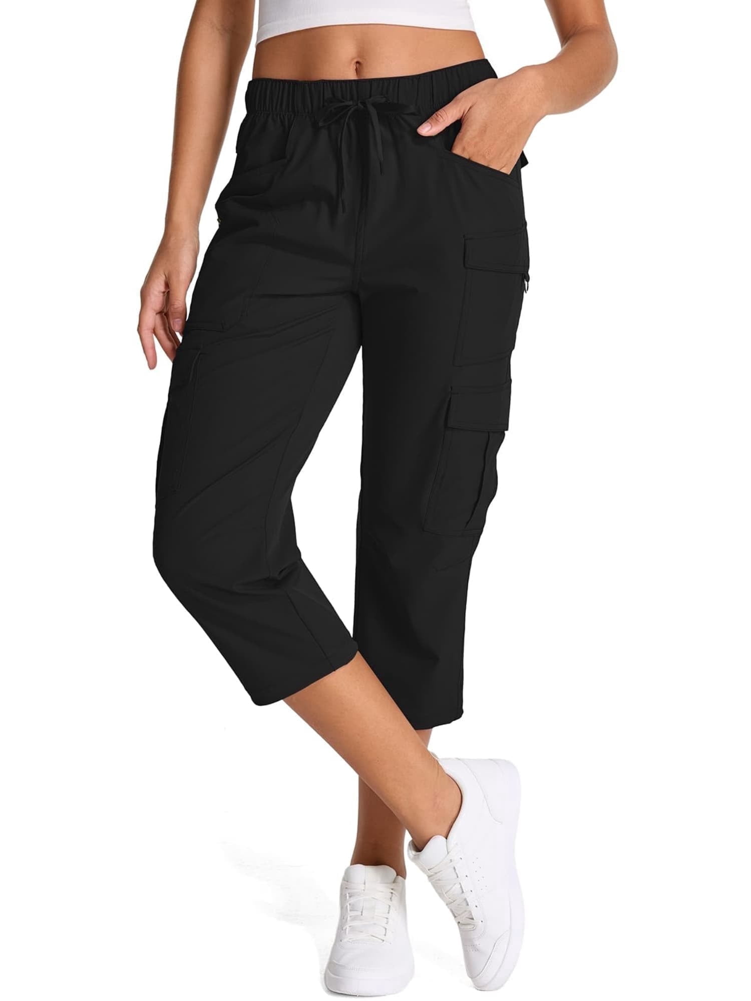 FEN AI Capri Pants for Women Cargo Capris with 8 Pockets Lightweight ...