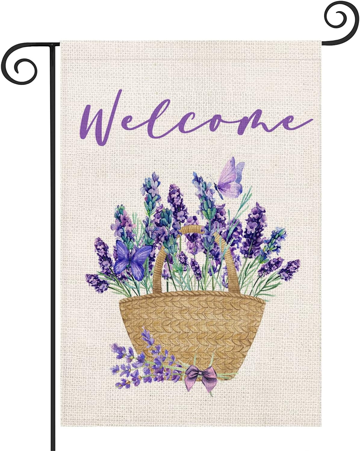 Asfo Vintage Rustic Summer Welcome Lavender Flowers Garden Flag Double ...