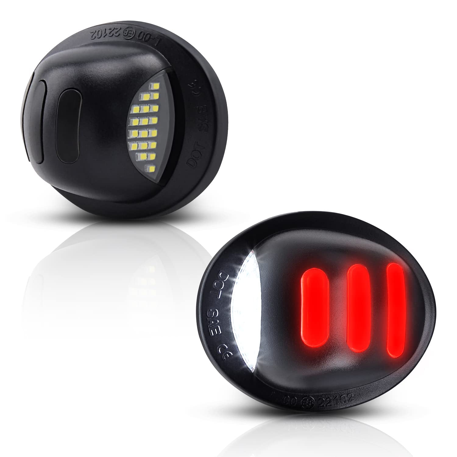 Asgohme White LED License Plate Lights BSL1 with Red Neon Tube Rear ...