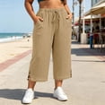 Asgosdo Cropped Pants for Women Plus Size Drawstring High Waisted Side ...