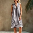 Asgosdo Dresses for Women V Neck Sleeveless Striped Color Block Loose ...