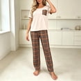 Asgosdo Pajamas for Women Set Short Sleeve T-Shirts and Grid Full ...