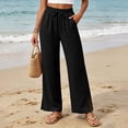 Asgosdo Pants for Women Drawstring Elastic Waisted Side Slit Straight ...