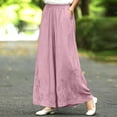 Asgosdo Pants for Women Elastic Waisted Embroidery Wide Leg Loose Fit ...