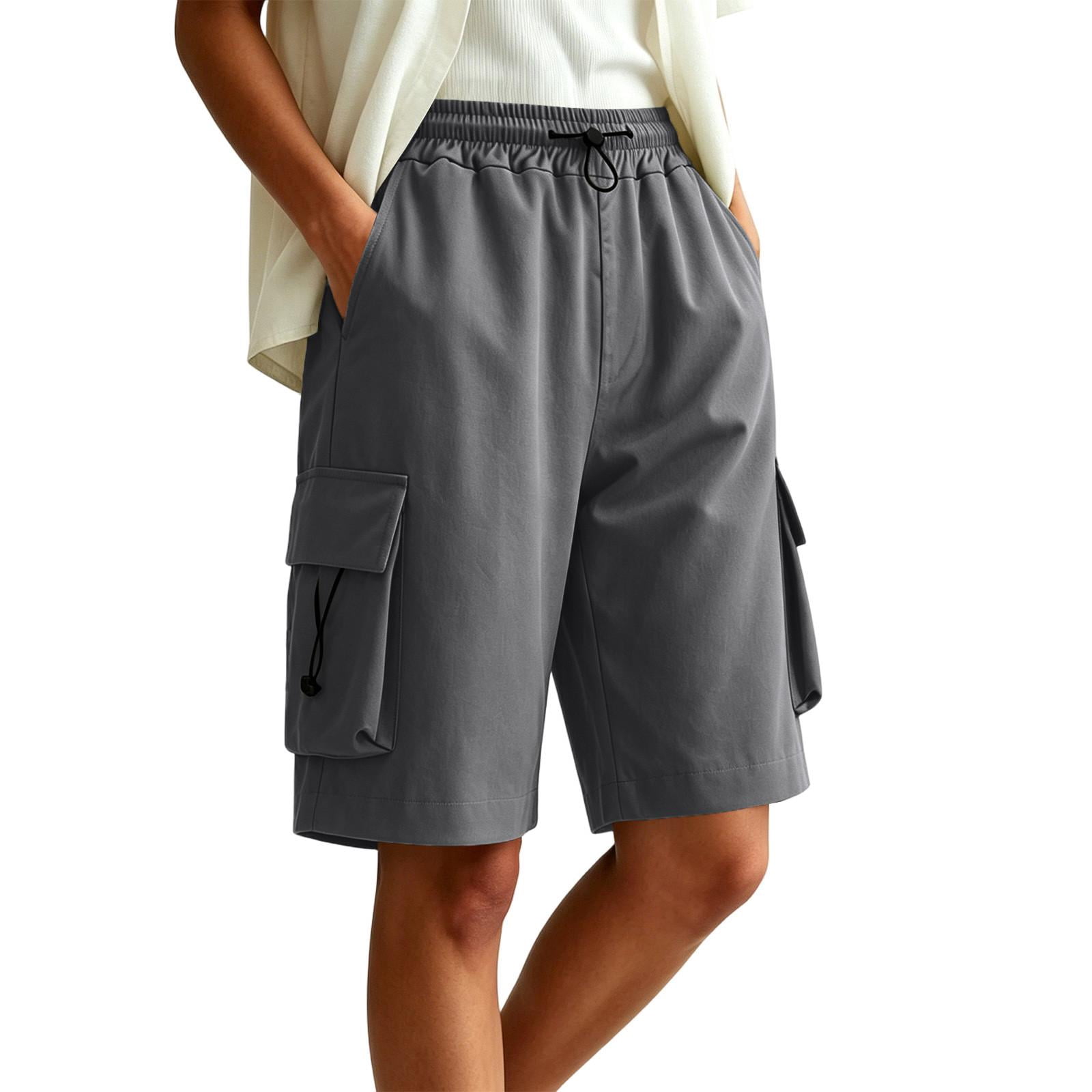 Asgosdo Shorts for Women Bermuda High Waisted Wide Leg Casual Knee ...