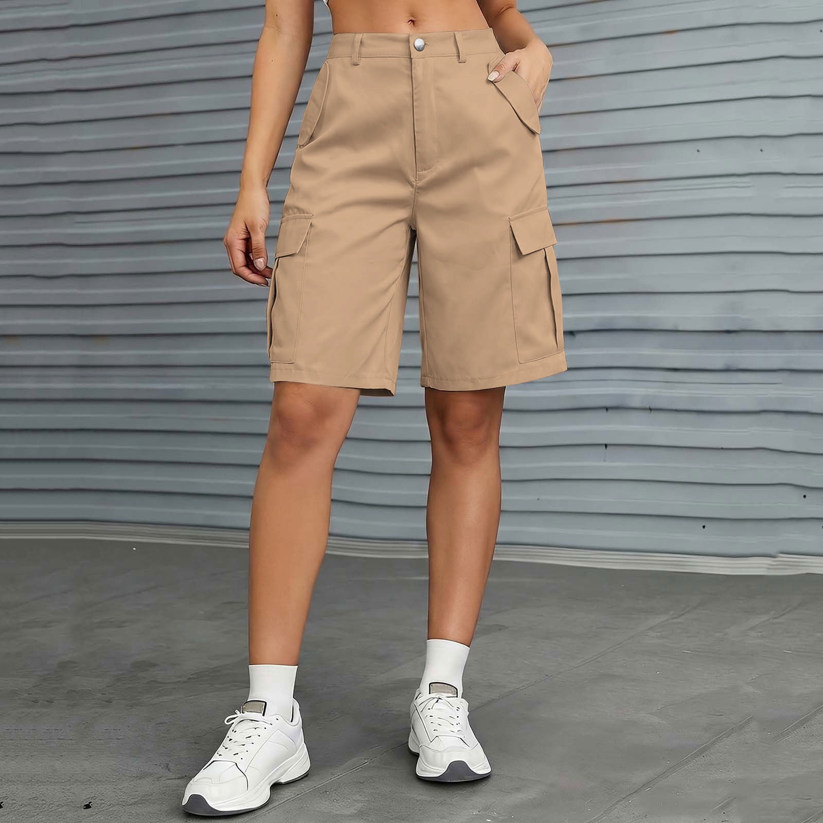 Asgosdo Summer Cargo Shorts for Women Botton High Waisted Wide Leg ...