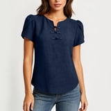 Asgosdo Summer Tops for Women Petal Sleeves Frog Button Decor Shirts ...