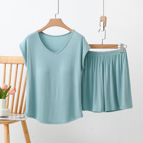 Asgosdo Two Piece Sets Pajamas for Women V Neck Sleeveless Tank Top and ...