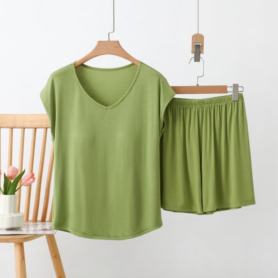 Asgosdo Two Piece Sets Pajamas for Women V Neck Sleeveless Tank Top and ...