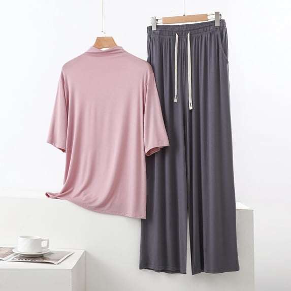 Asgosdo Two Piece Sets for Women Pajamas Half Sleeve T-Shirts and ...