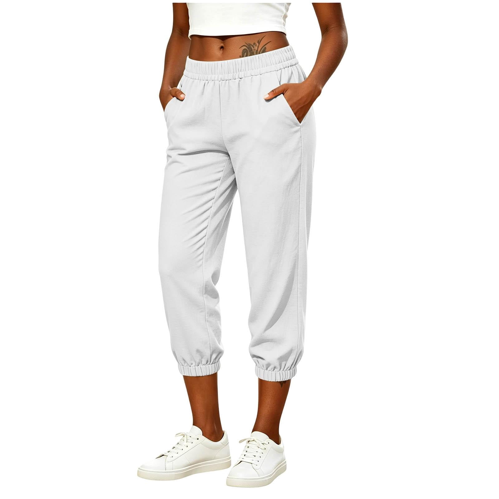 Asgosdo Women Pants High Elastic Waisted Solid Color Sweatpants Casual ...