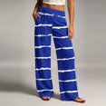 Asgosdo Women Pants High Waisted Drawstring Striped Color Block ...