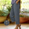 Asgosdo Women Pants High Waisted Solid Color Botton Decor Casual Beach ...