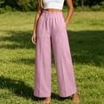 Asgosdo Women Pants High Waisted Solid Color Wide Leg Trousers Casual ...