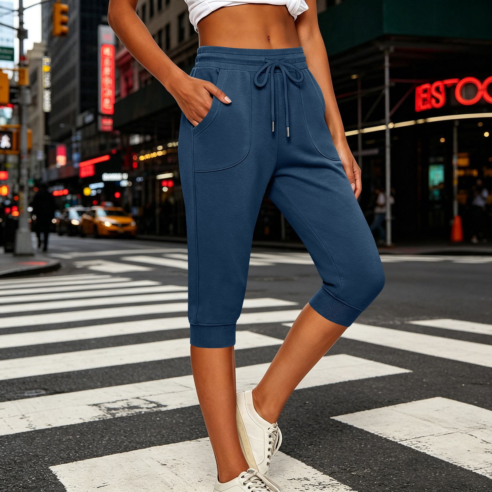 Asgosdo Women Pants Mid Rise Drawstring Athletic Breathable Running ...