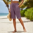 Asgosdo Women Summer Bermuda Shorts Drawstring Side Slit Wide Leg ...