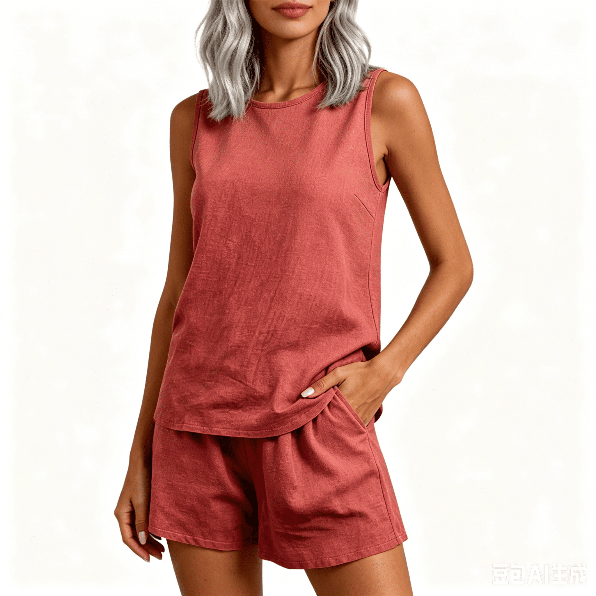Asgosdo Women Two Piece Sets Cotton Linen Sleeveless Loose Fit Tank ...
