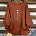 Asgosdo Womens Tops Summer Cotton Linen Long Sleeve Print Loose Fit ...