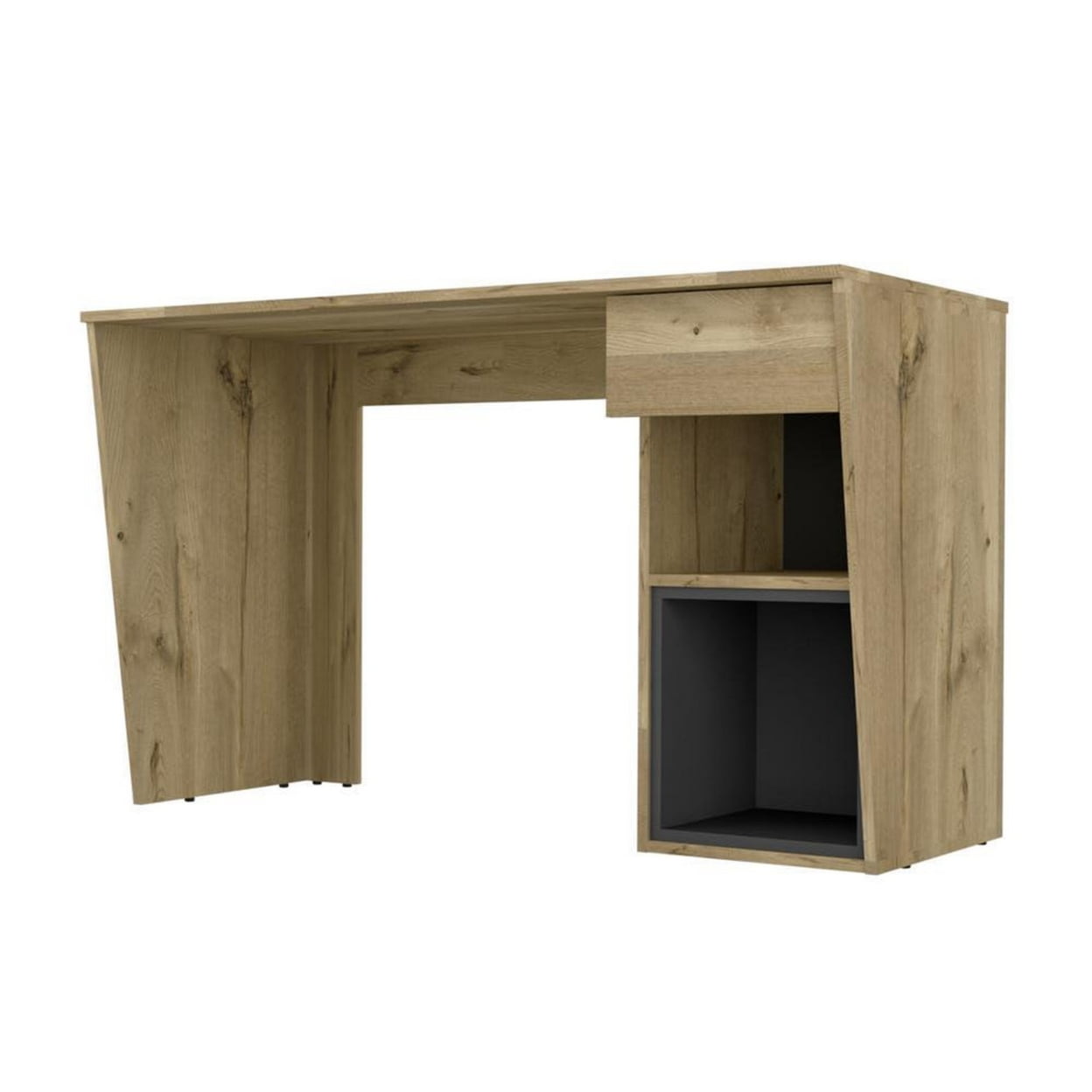 Ash 47 Inch Console Laptop Desk, 2 Compartments, Brown Eucalyptus Wood ...
