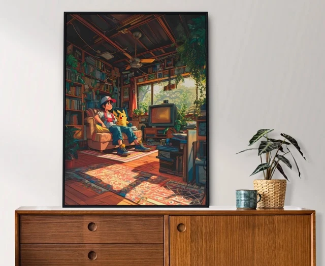 Ash And Pikachu, Cosy Room Series, Pokemon NO FRAMED POSTER Home Decor ...