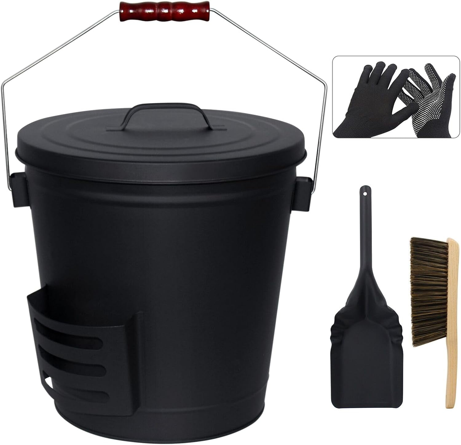 Ash Bucket with Lid and Shovel, 5.2 Gallon Ash Bucket for Fireplace ...