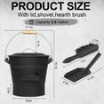 Ash Bucket with Lid, Shovel and Hand Broom, 2.6 Gallon Fireplace Metal ...