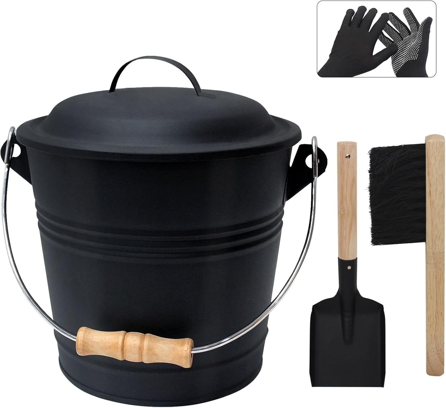 Ash Bucket with Lid, Small Fireplace Ash Bucket with Lid and Shovel, 1. ...